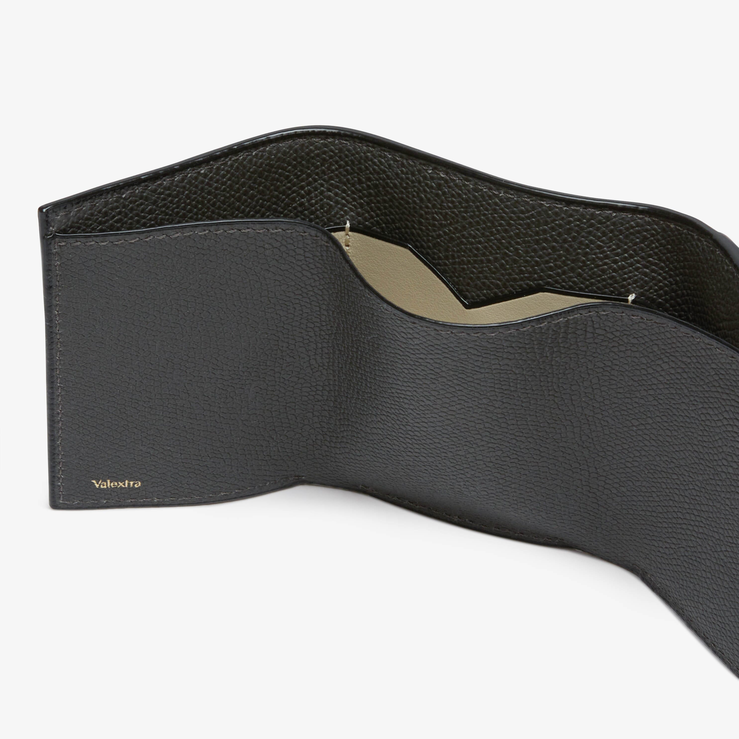 Women's Gray Grained Leather Luxury Small wallet | Valextra