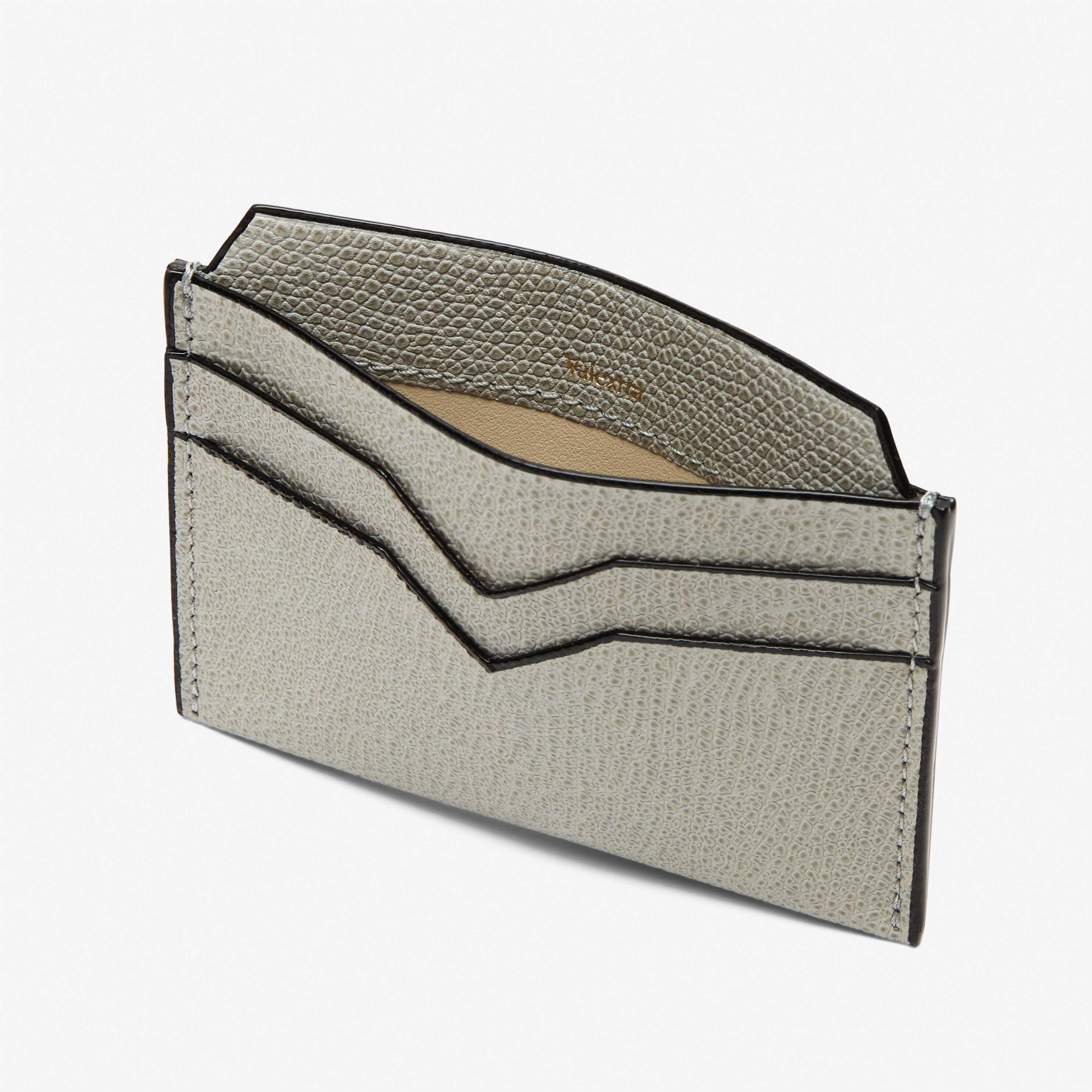 Light Gray Leather Compact credit card holder | Valextra
