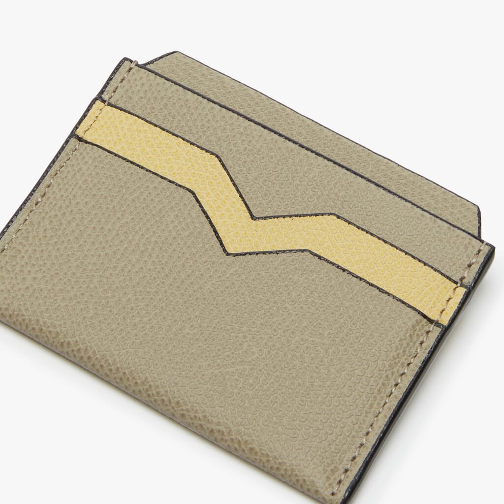 Women's Green & Yellow Grained Leather card case | Valextra