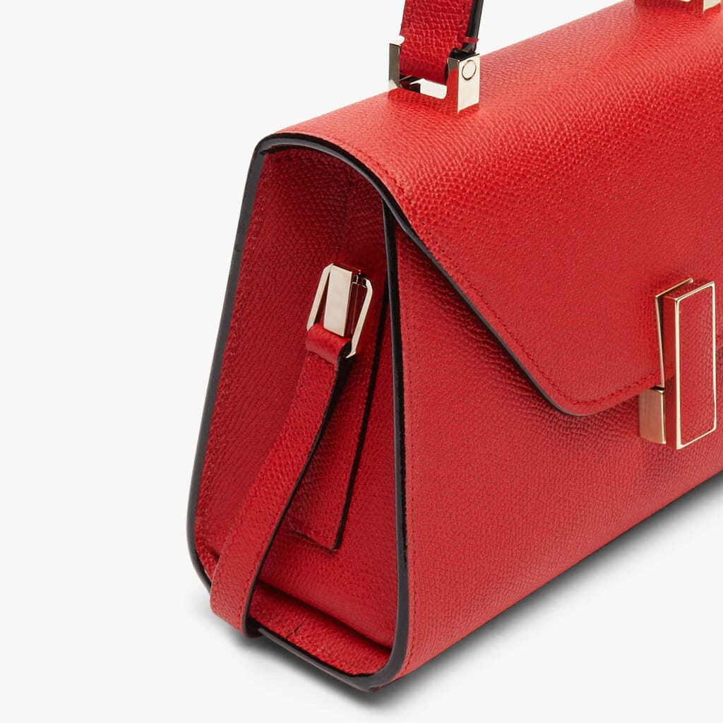 Red Hammered leather Micro top handle bag | Valextra Iside