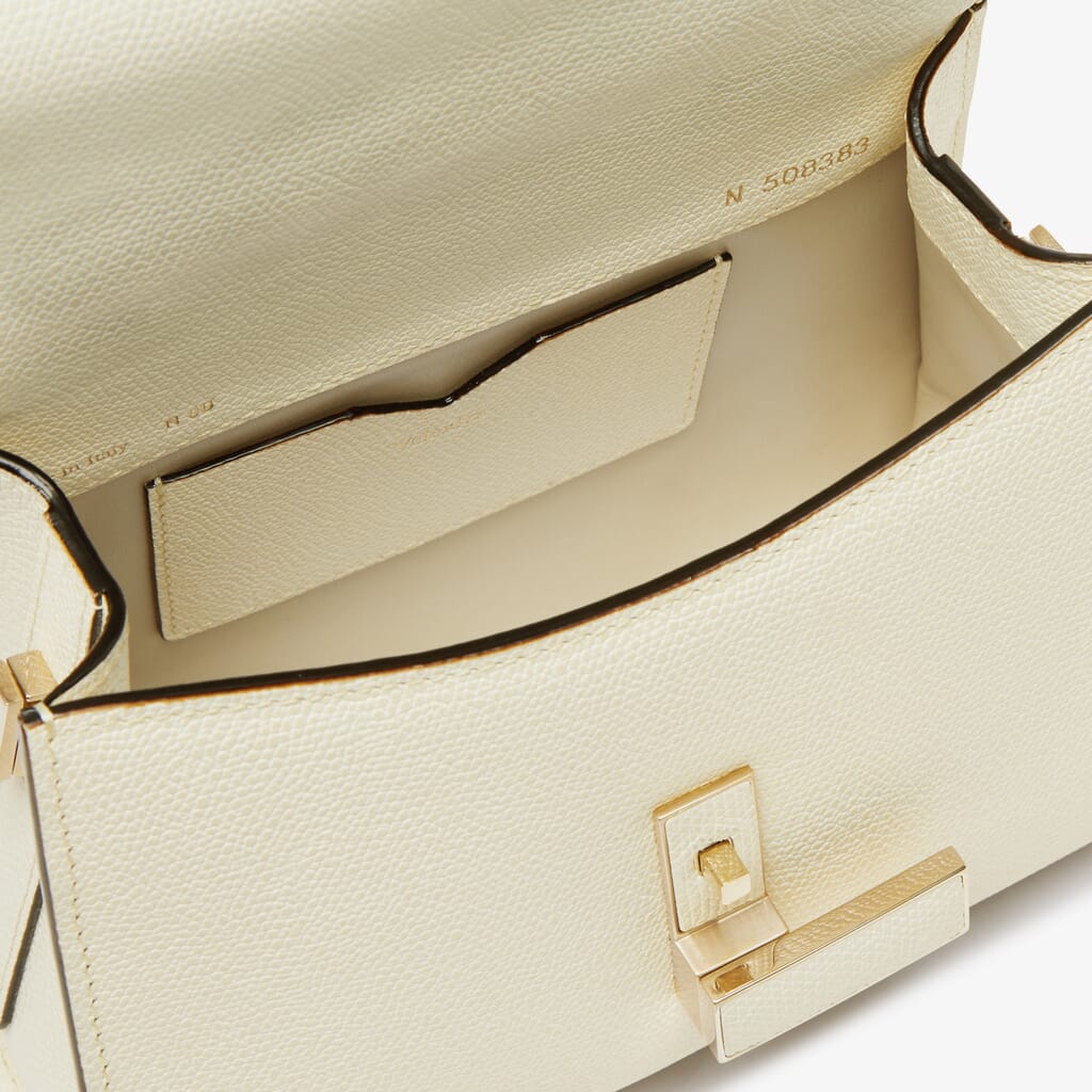 White Leather Micro top handle bag | Valextra Iside