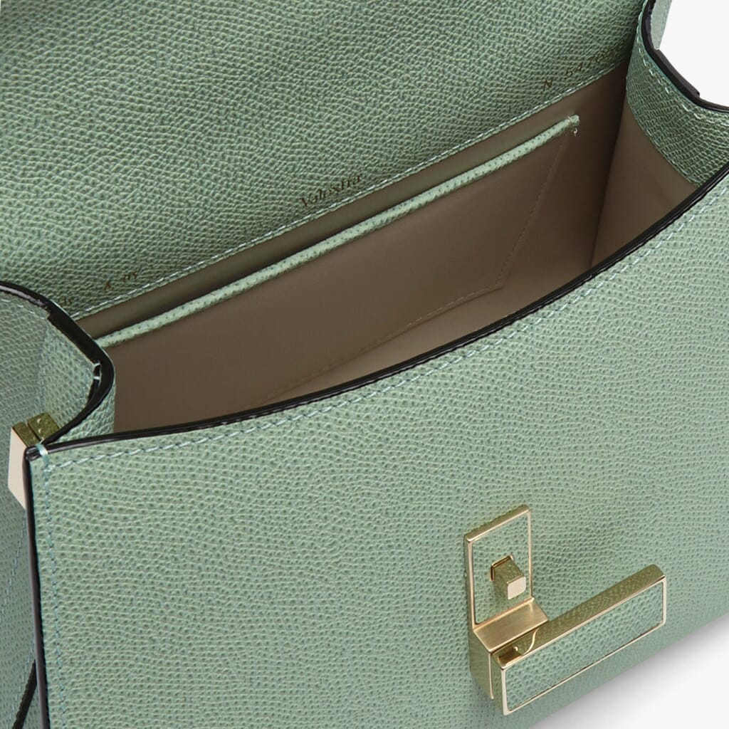 Women's Water Green Leather Mini handle bag | Valextra Iside