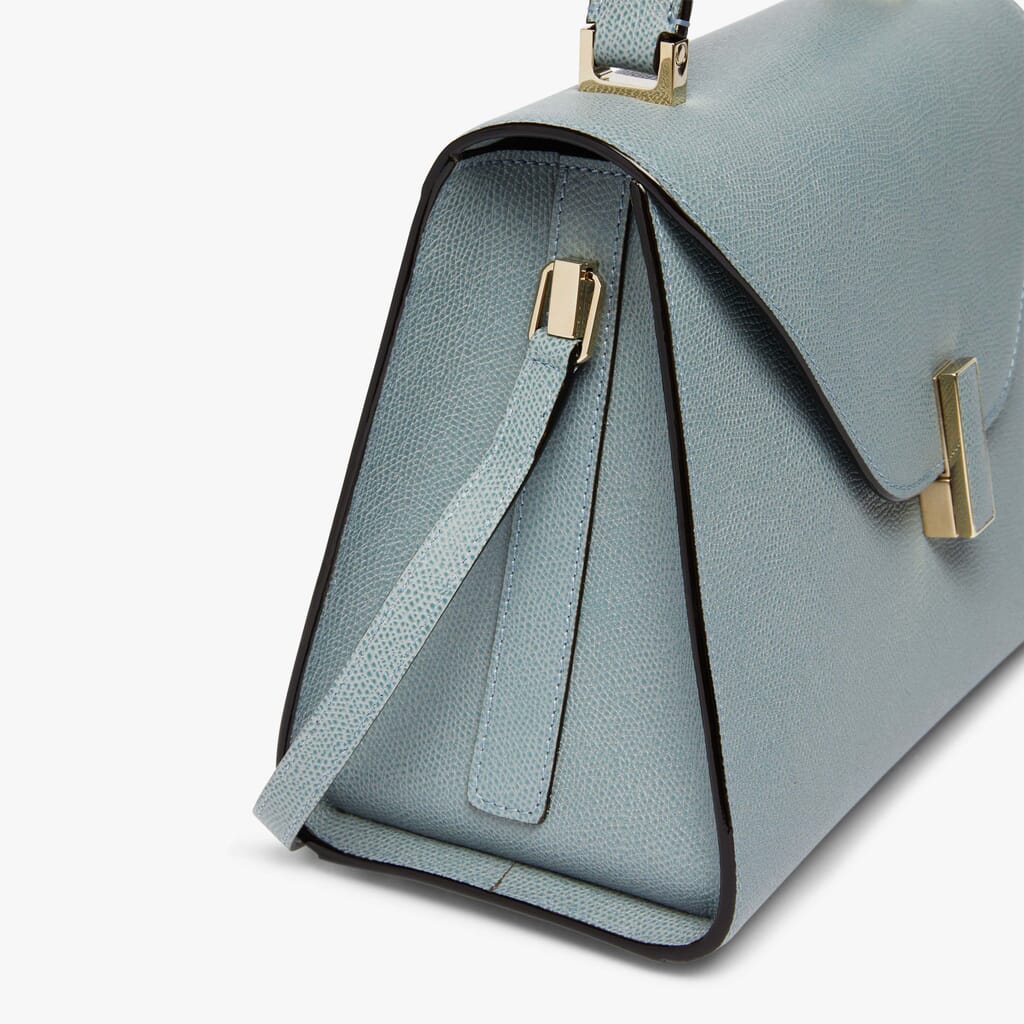 Valextra Iside: Blue Leather Medium top handle bag