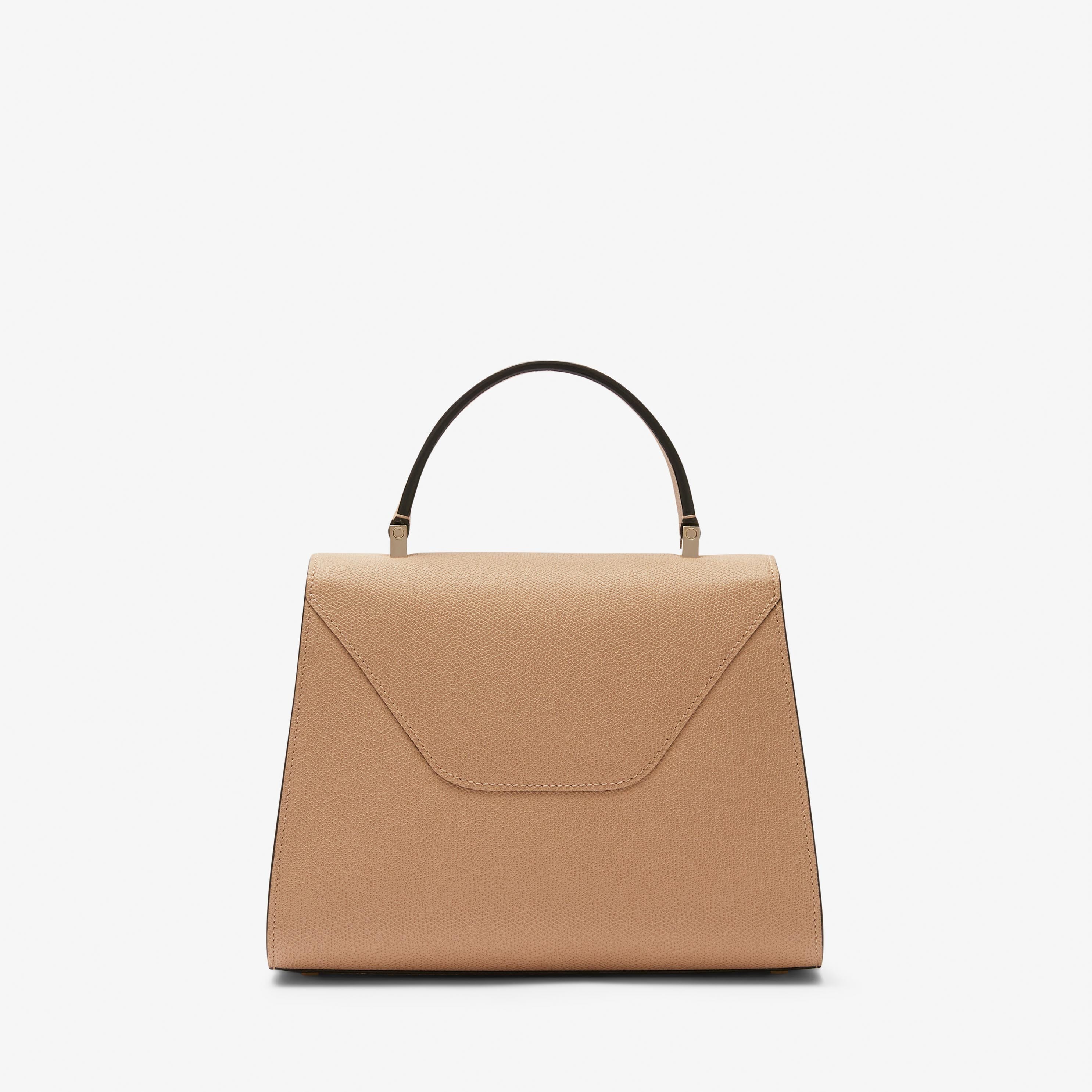 Beige Leather Medium top handle bag with strap | Valextra Iside