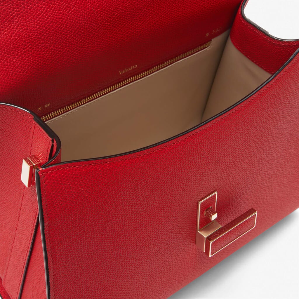Women's Red Leather Medium top handle bag | Valextra Iside