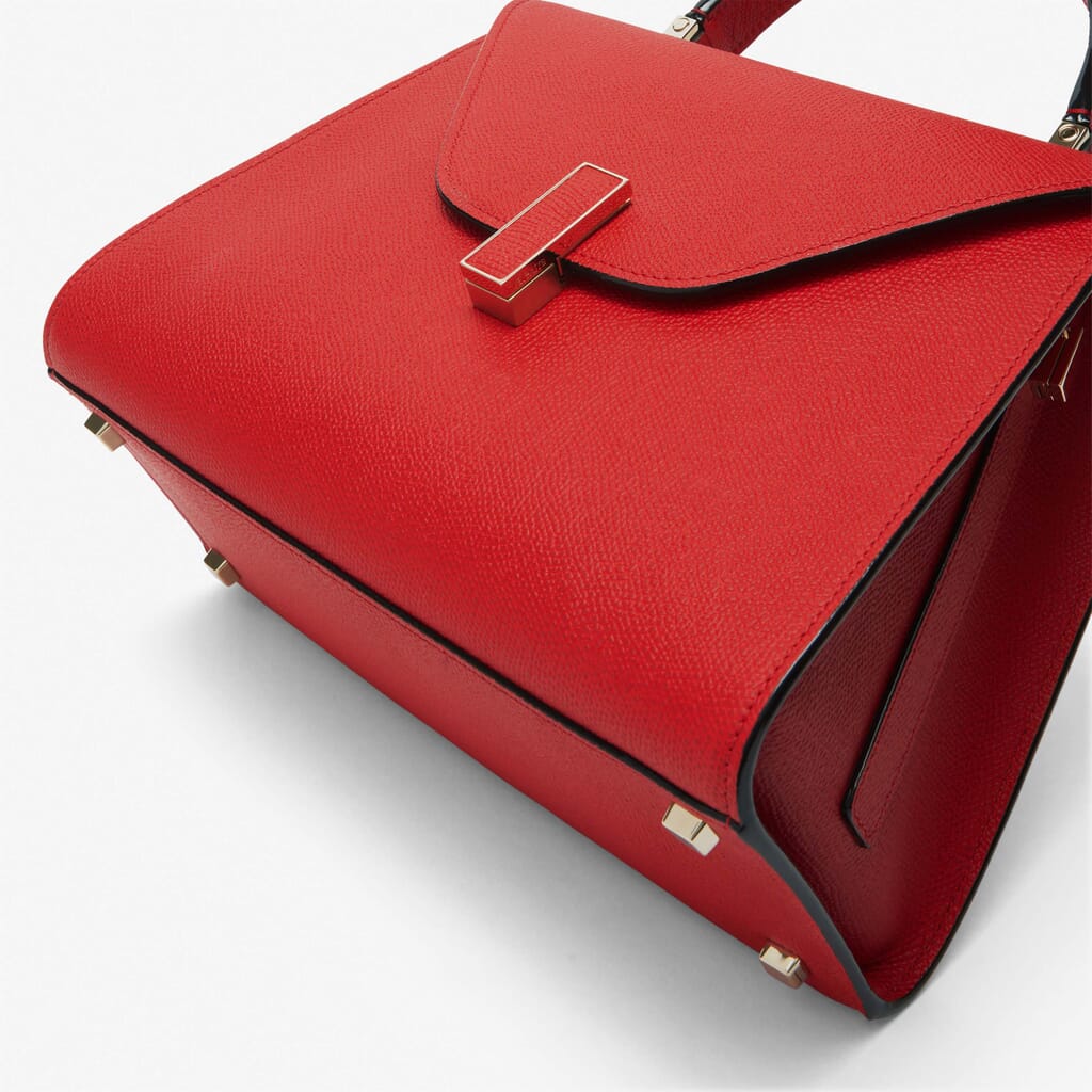 Women's Red Leather Medium top handle bag | Valextra Iside